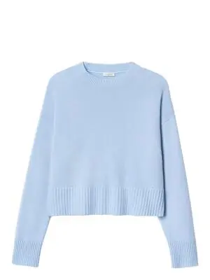 Lafayette 148 New York Cashmere Cropped Crewneck Sweater - Bluebell