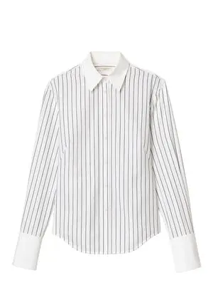 Lafayette 148 New York Striped Cotton Shirt - Bluebell Multi