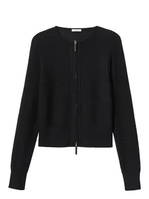 Lafayette 148 New York Cotton-silk Zip-front Cardigan - Black