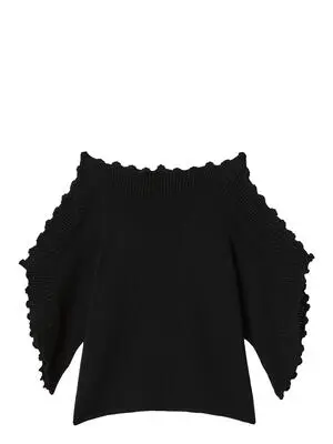 Lafayette 148 New York Cotton-silk Knit Top With Crochet Trim - Black