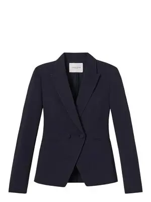 Lafayette 148 New York Crepe Double-breasted Blazer - Blue Ink