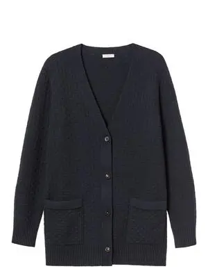 Lafayette 148 New York Cashmere Basket Stitch Cardigan - Blue Ink
