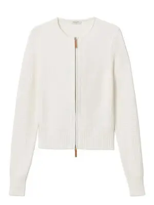 Lafayette 148 New York Cotton-silk Zip-front Cardigan - Cloud