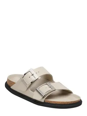 BIRKENSTOCK Arizona Droplet Buckle Natural Leather Patent Sandal - High Shine Oyster