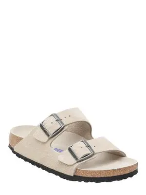 BIRKENSTOCK Arizona Suede Leather Sandals - Oyster Tonal