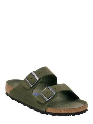 BIRKENSTOCK Arizona Suede Leather Sandals Thyme Tonal