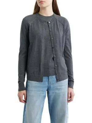 BOSS Fonami Virgin Wool Cardigan Charcoal Melange