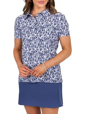 BLACK CLOVER Floral Printed Aurora Polo - Navy