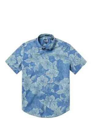 Reyn Spooner Aloha Biscus Floral Cotton Blend Button-down Shirt - Blue Horizon