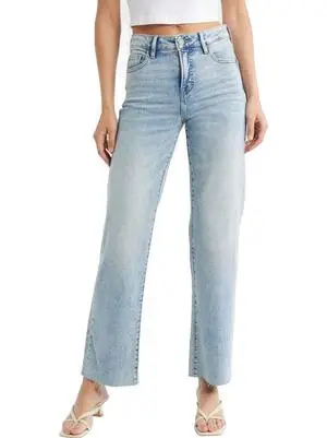 HIDDEN JEANS Raw Hem Straight Leg Jeans - Med.wash
