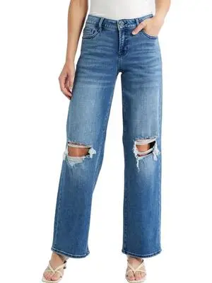 HIDDEN JEANS Distressed Mid-Rise Wide Leg Jeans