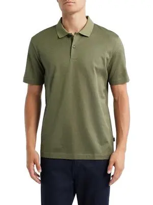 BOSS Parlay Geo Pattern Cotton Polo - Medium Green
