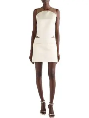 COURREGES Illusion Inset Circle Satin Minidress - Ivory