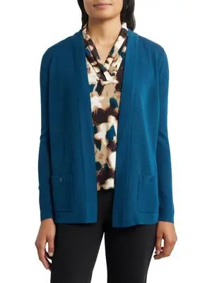 Anne Klein Open Front Cardigan Baltic Teal