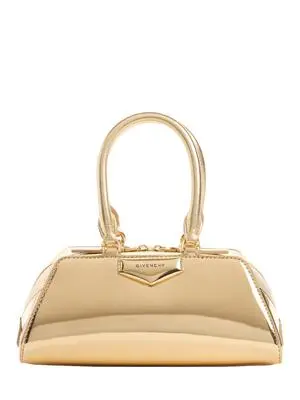 Givenchy Mini Antigona Metallic Leather East/West Satchel Golden