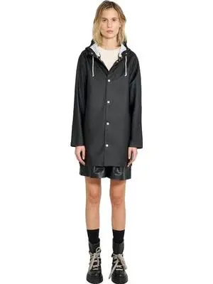 Stutterheim Stockholm Long Sleeve Hooded Raincoat Black