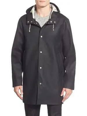Stutterheim Stockholm Long Sleeve Hooded Raincoat - Black
