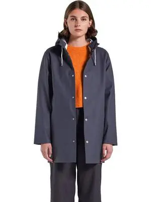 Stutterheim Stockholm Long Sleeve Hooded Raincoat - Charcoal