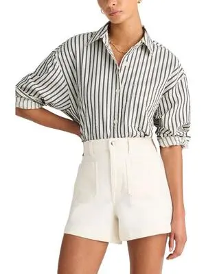 Madewell Straight-hem Seersucker Shirt - Grey Variegated Stripe