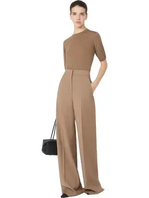 Max Mara Straight-fit Wool Trousers - Hazelnut Brown