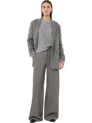 Max Mara Wool And Silk Double-cloth Blazer - Medium Grey