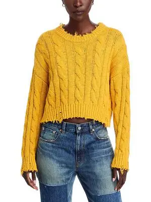 Denimist Boxy Cable Sweater - Yellow