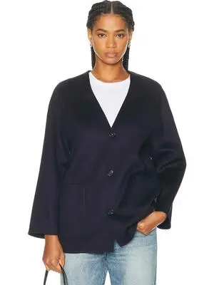 Bottega Veneta Collarless Wool-cashmere Coat - Navy