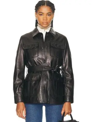 NILI LOTAN Mila Leather Jacket - Black