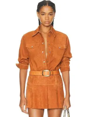Isabel Marant Delcia Suede Shirt - Cognac
