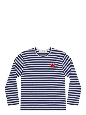Comme Des Garçons Play Metalstone Heart Long Sleeve T-shirt - Navy Blue