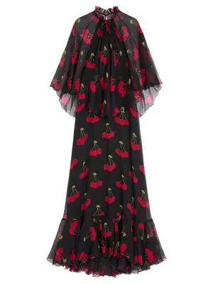 Valentino Garavani Silk Cherryfic Maxi Dress - Black