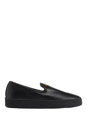 GIUSEPPE ZANOTTI Leather Slip-ons With Metal Detail - Black