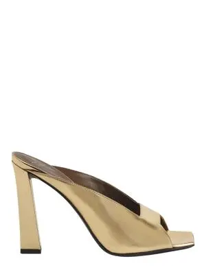 GIUSEPPE ZANOTTI Laminated Leather Mule Sandals - Gold