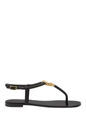 GIUSEPPE ZANOTTI Leather Thong Sandals - Black