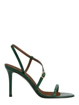 GIUSEPPE ZANOTTI Audrinette 90 Snakeskin Sandals - Green