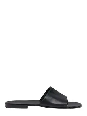 GIUSEPPE ZANOTTI Leather Slider Sandals - Black