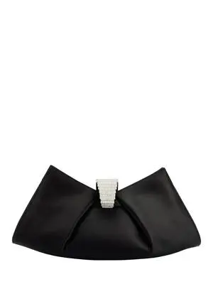 GIUSEPPE ZANOTTI Satin Clutch With Crystal Embellishment - Black