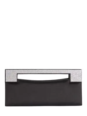 GIUSEPPE ZANOTTI Satin Clutch With Embellished Handle - Black