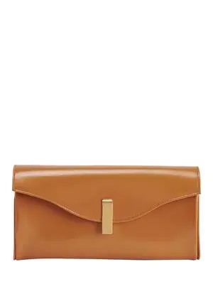 GIUSEPPE ZANOTTI Leather Clutch With Branded Metal Closure - Brown