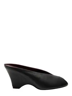 KHAITE Cloak 75 Peep-Toe Leather Mules