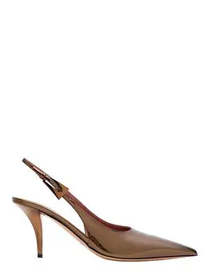 Paris Texas Jessica 75 Patent Leather Slingback Pumps - Gold
