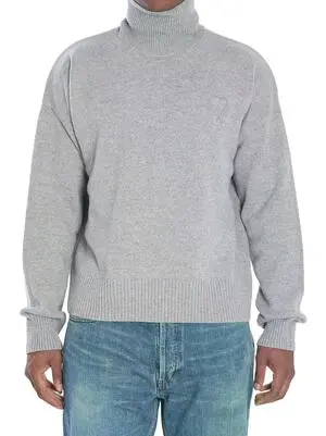 Ami Ribbed Turtleneck Sweater - Grey