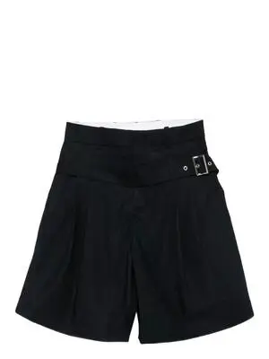CHARLES JEFFREY Belted Pinstriped Shorts - Blue