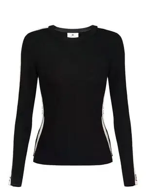Elisabetta Franchi Stripe-detail Long-sleeve Sweater - Black