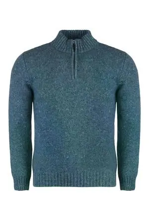 MOORER Fedro Half-zip Sweater - Blue