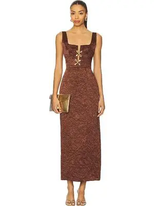 USISI SISTER Lauren Acetate Midi Dress - Umber
