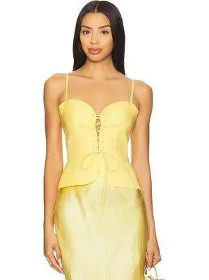 USISI SISTER Josie Linen Top - Canary Yellow