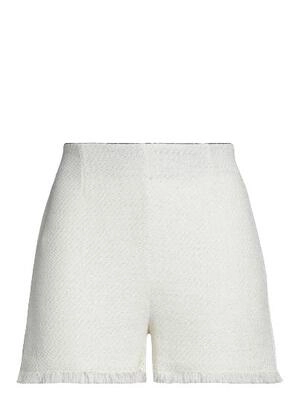 Pinko Tweed Lamé Shorts With Fringes - Cream