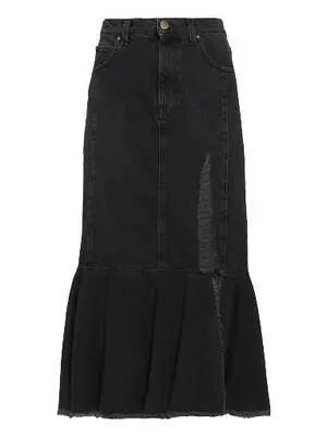 Pinko Cotton Denim Flared Skirt - Black