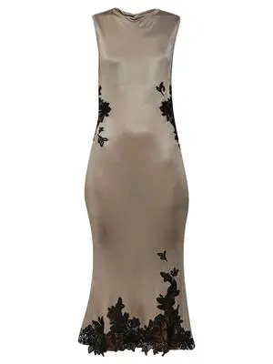 Christopher Esber Hibiscus Embroidered Rib Dress - Ivory